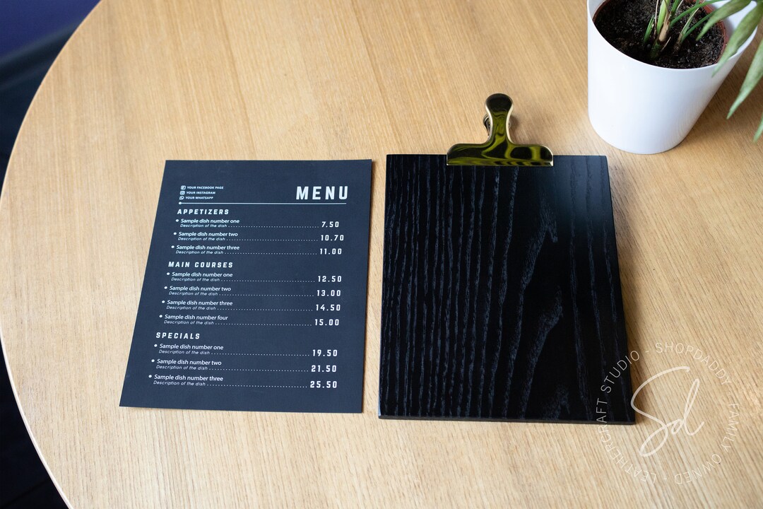 Wooden Menu Holder - Custom Restaurant Menu Display for Food and ...