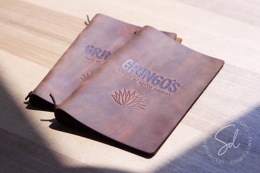 Custom Leather Menu Cover: Restaurant Menu Holder With Logo - Etsy