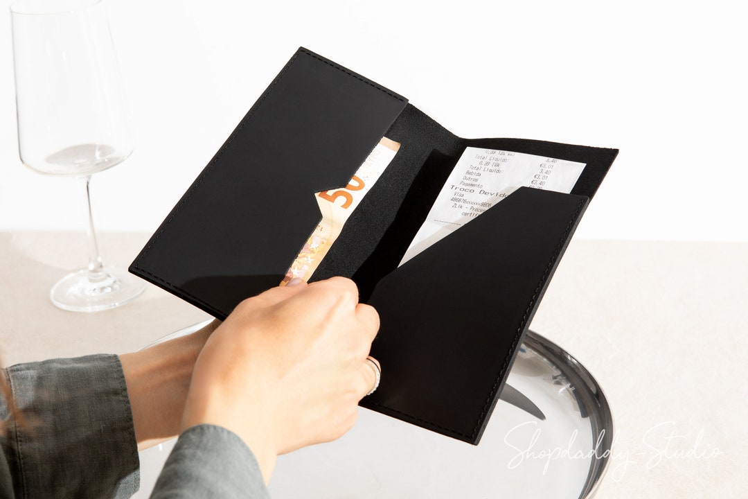 Personalized Leather Check Presenter: Restaurant Server Book With Two ...