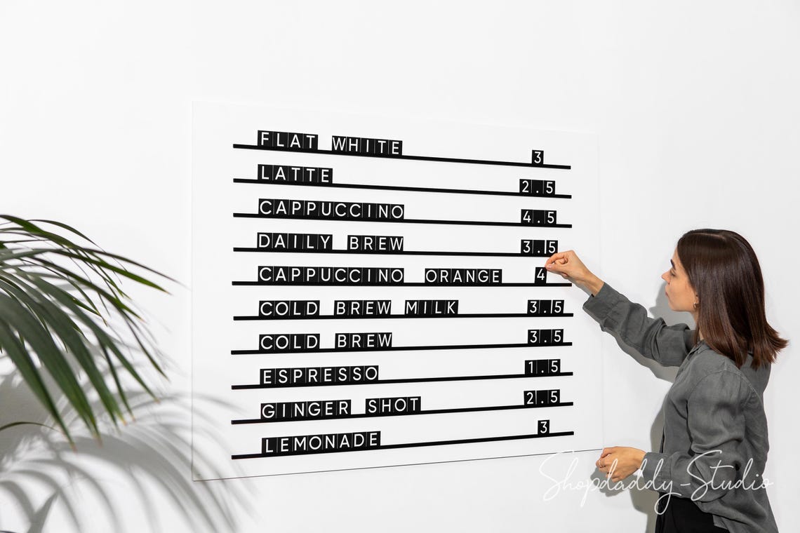 Changeable Letter Board Menu: Wall Mount Metal Rail System - Etsy