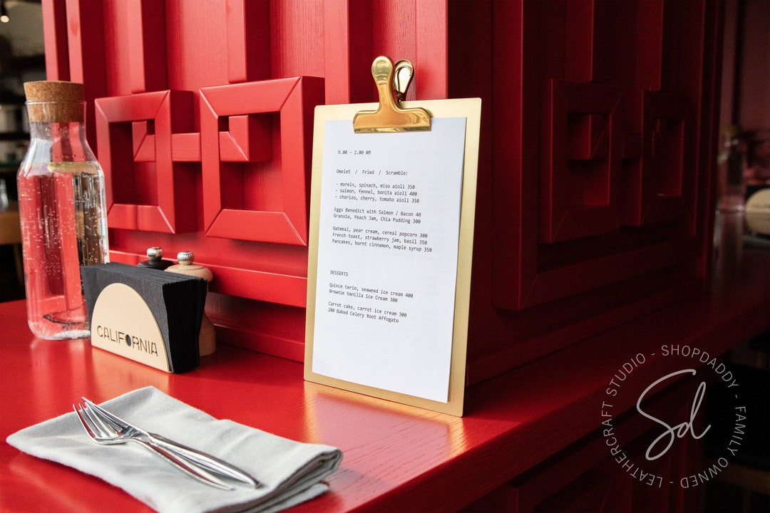 Restaurant Menu Clipboard: Golden Brass Menu Board for Cafe & Bar - Etsy