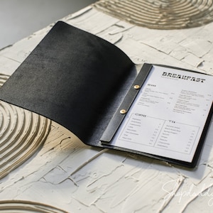 Custom Leather Menu Cover: Restaurant Menu Folder With Personalized ...