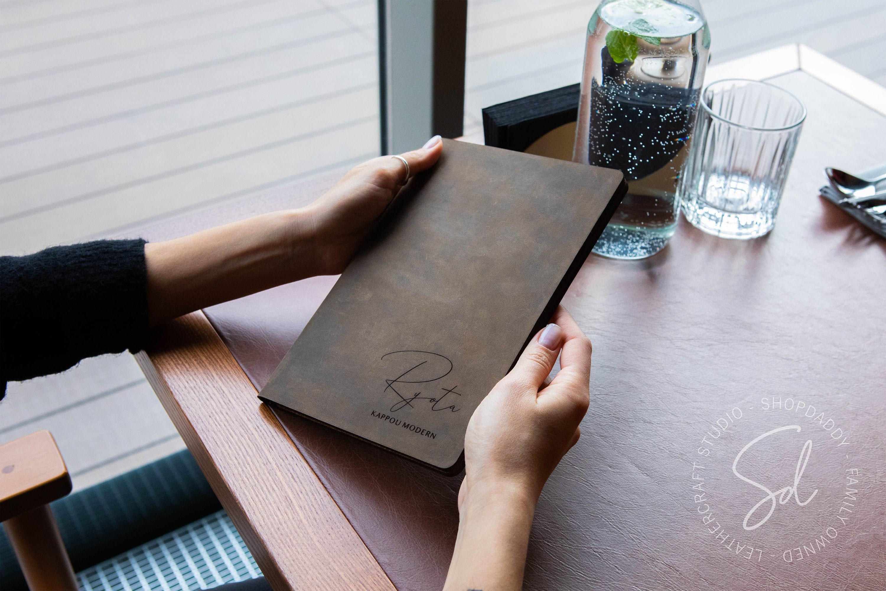 Restaurant Menu Cover: Custom Leather & Cork Menu Holder for Food and ...