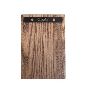 Wooden Menu Board: Custom Menu Holder With Engraved Logo and Leather ...