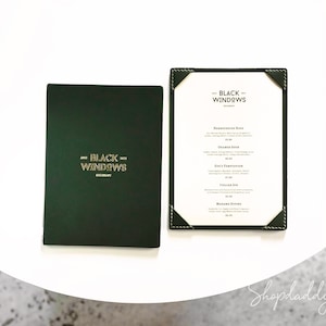 Custom Leather Menu Cover With Corners - Restaurant Cafe Menu Holder - Etsy