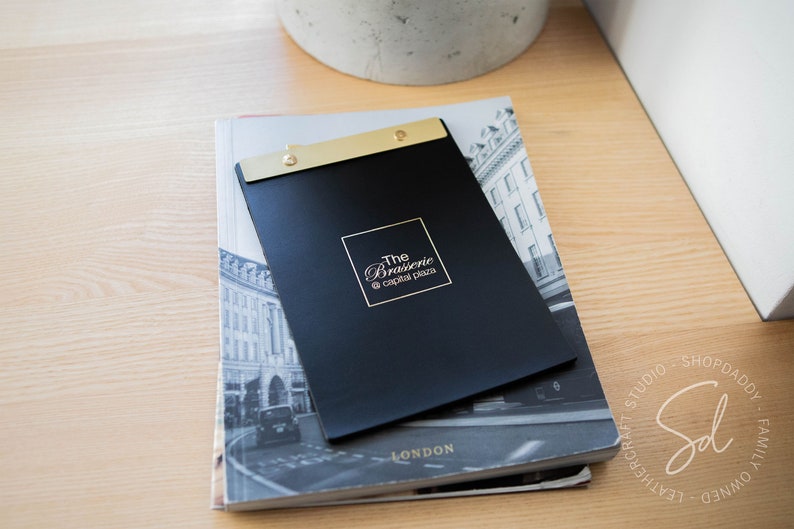 Leather Menu Cover With Brass Plank Restaurant Menu Cover - Etsy