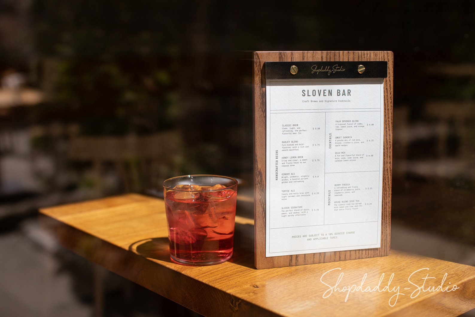 Wooden Menu Board: Custom Menu Holder With Engraved Logo and Leather ...