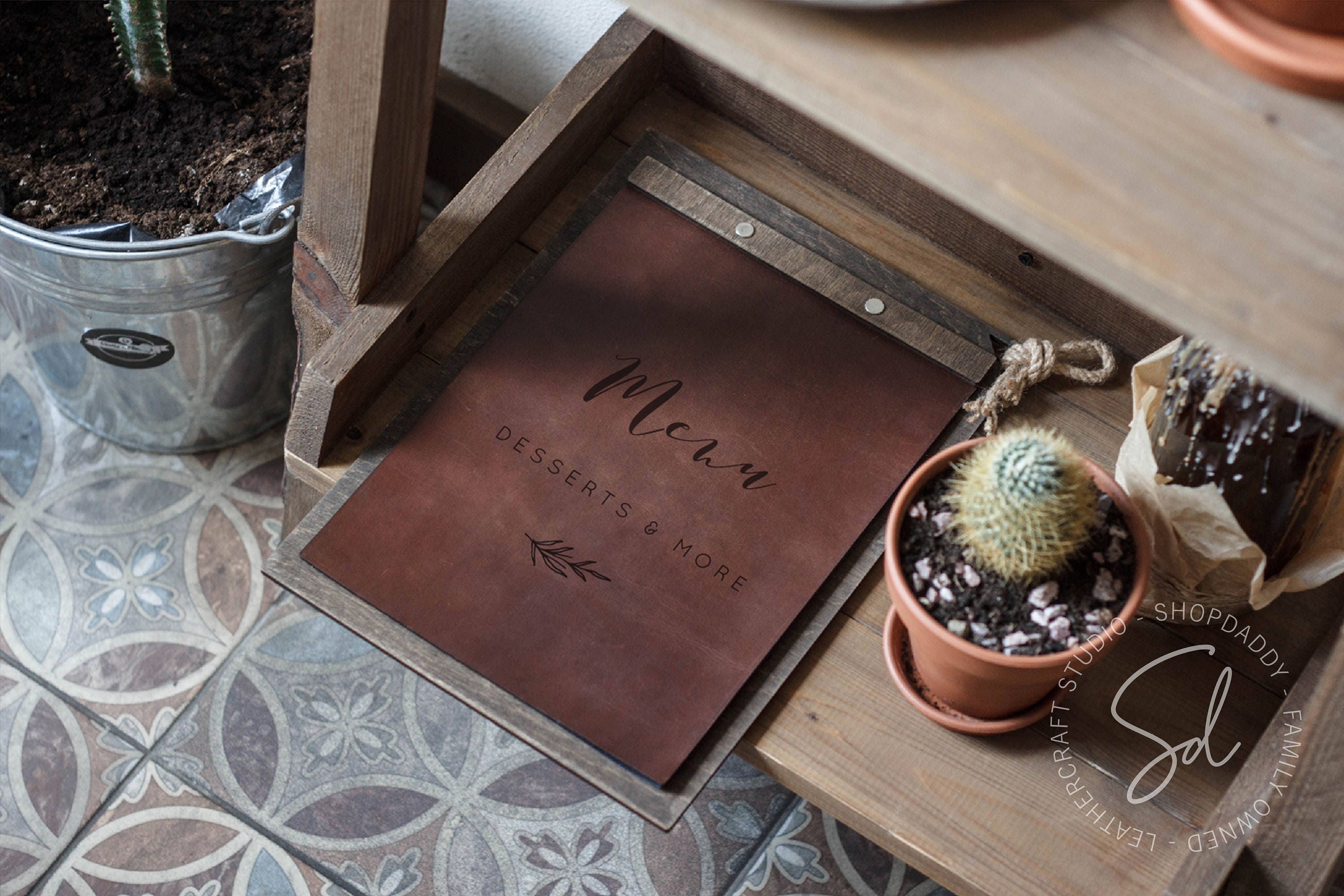 Custom Wooden Menu Holder With Leather Cover: Menu Board for Restaurant ...