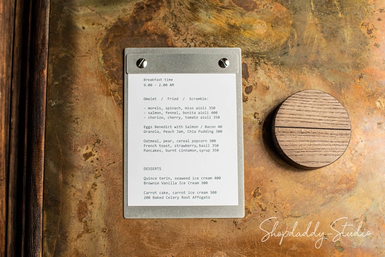 Table Stand Menu Holder: Custom Metal Menu Board With Wood Base - Etsy