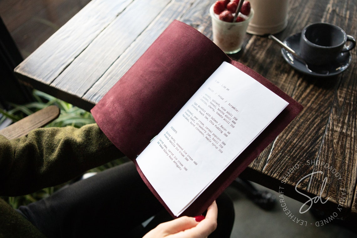 Leather Menu Cover: Custom Menu Book for Restaurant, Cafe & Bar - Etsy