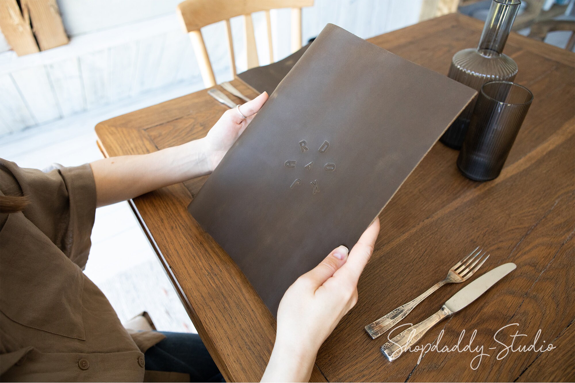 Leather Menu Cover: Personalized Menu Book for Restaurant, Cafe & Bar ...