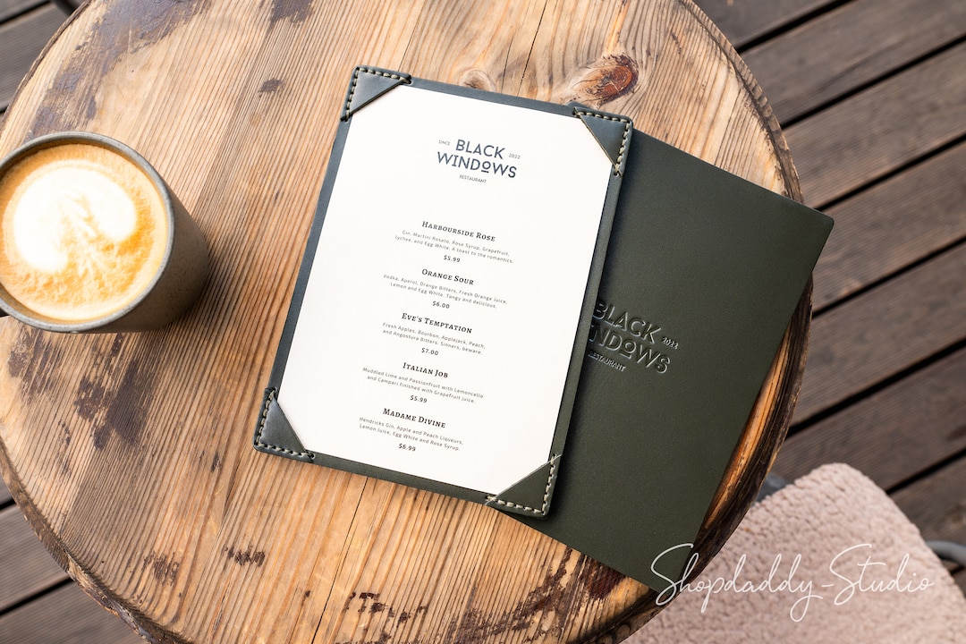 Leather Menu Cover With Corners for Restaurant, Custom Menu Holder ...