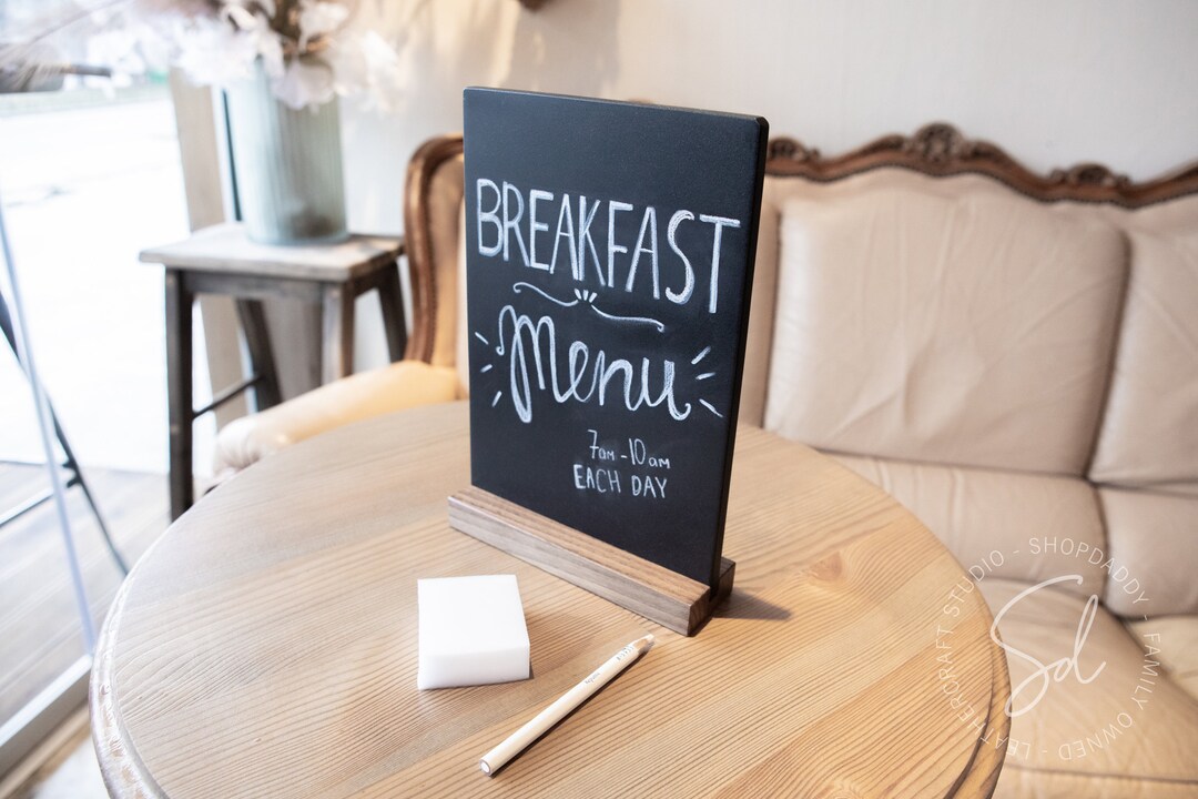 Wooden Chalkboard Sign Menu With Stand, Letter Board Sign, Menu Holder ...