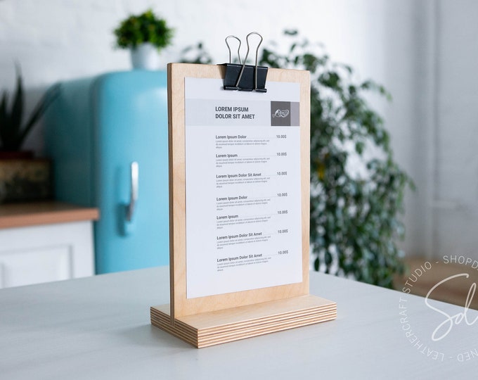 Table Stand Menu Holder: Custom Wooden Menu Sign Display for Cafe & Bar ...