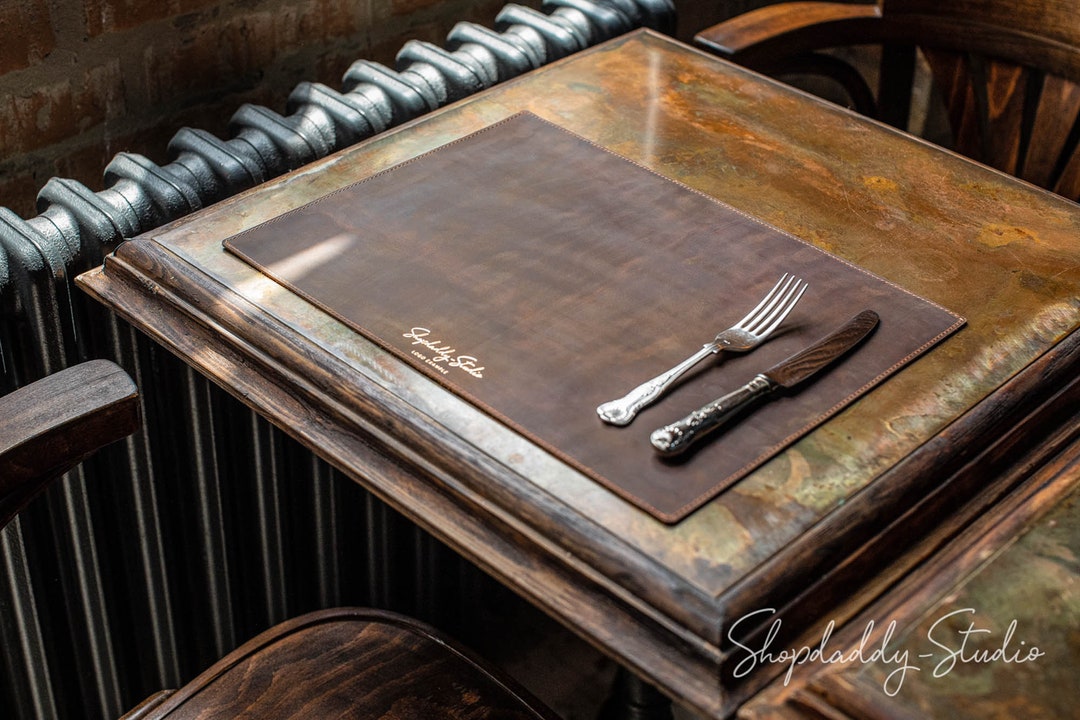 Personalized Leather Placemats Set: Rectangle Dining Table Mats for ...
