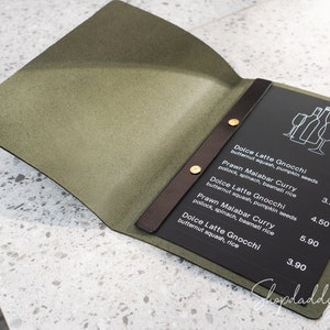 Custom Leather Menu Cover: Restaurant Menu Folder With Logo Debossing ...