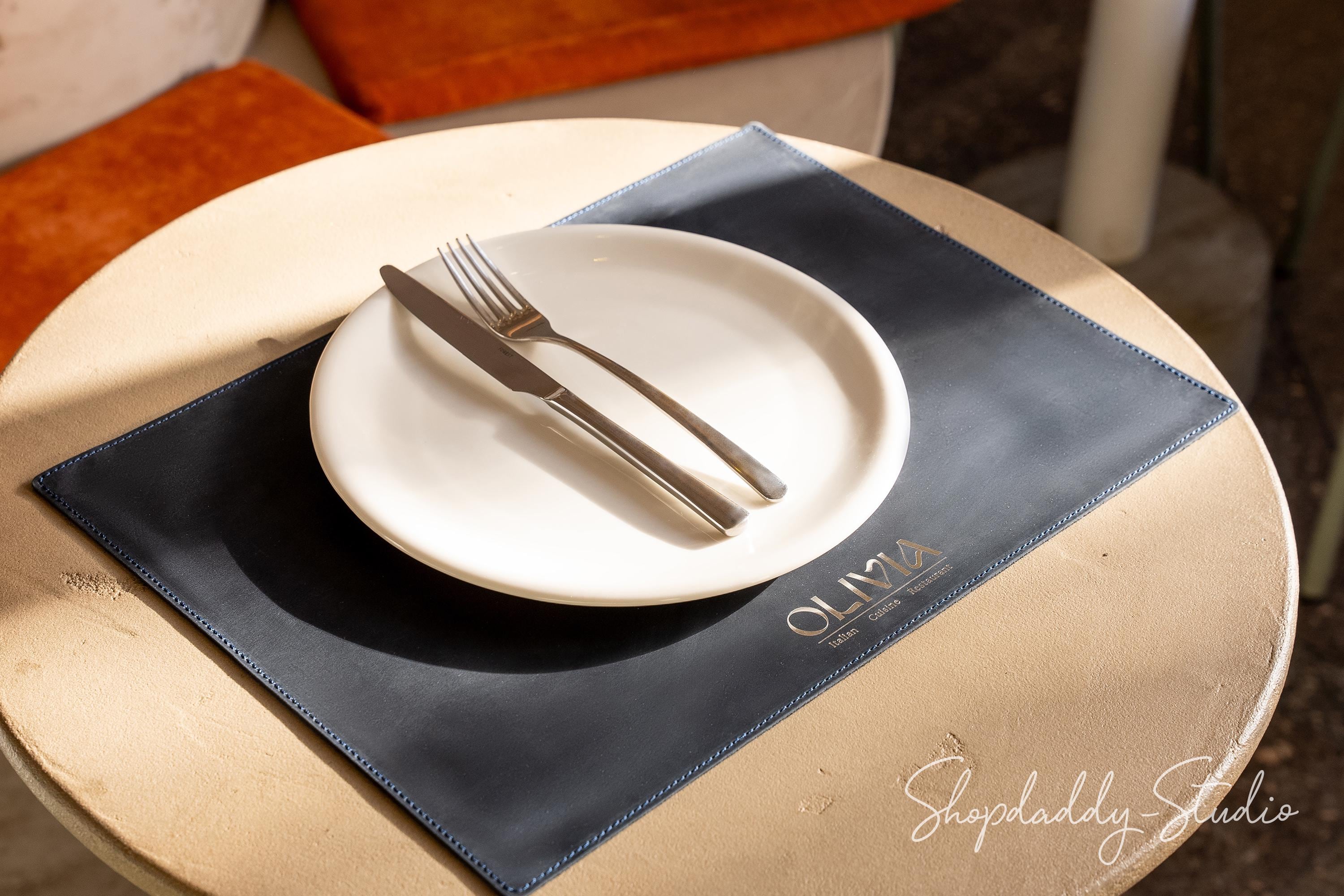 Custom Leather Placemats: Set of 6, Wipeable Restaurant Table Mats - Etsy