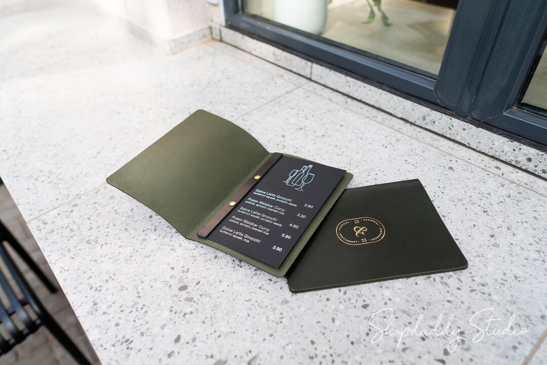 Custom Leather Menu Cover: Restaurant Menu Folder With Logo Debossing ...