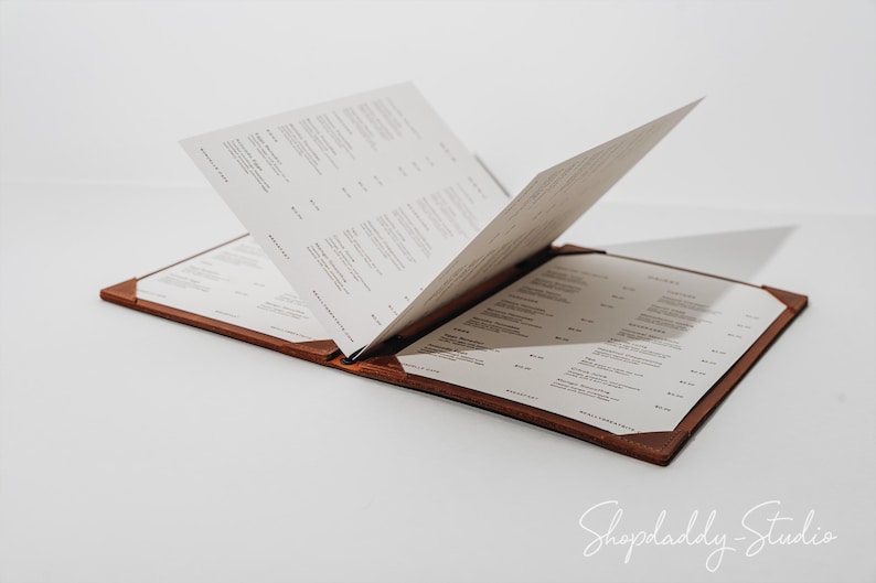 Custom Leather Menu Cover: Restaurant Menu Book With Elastic Band - Etsy