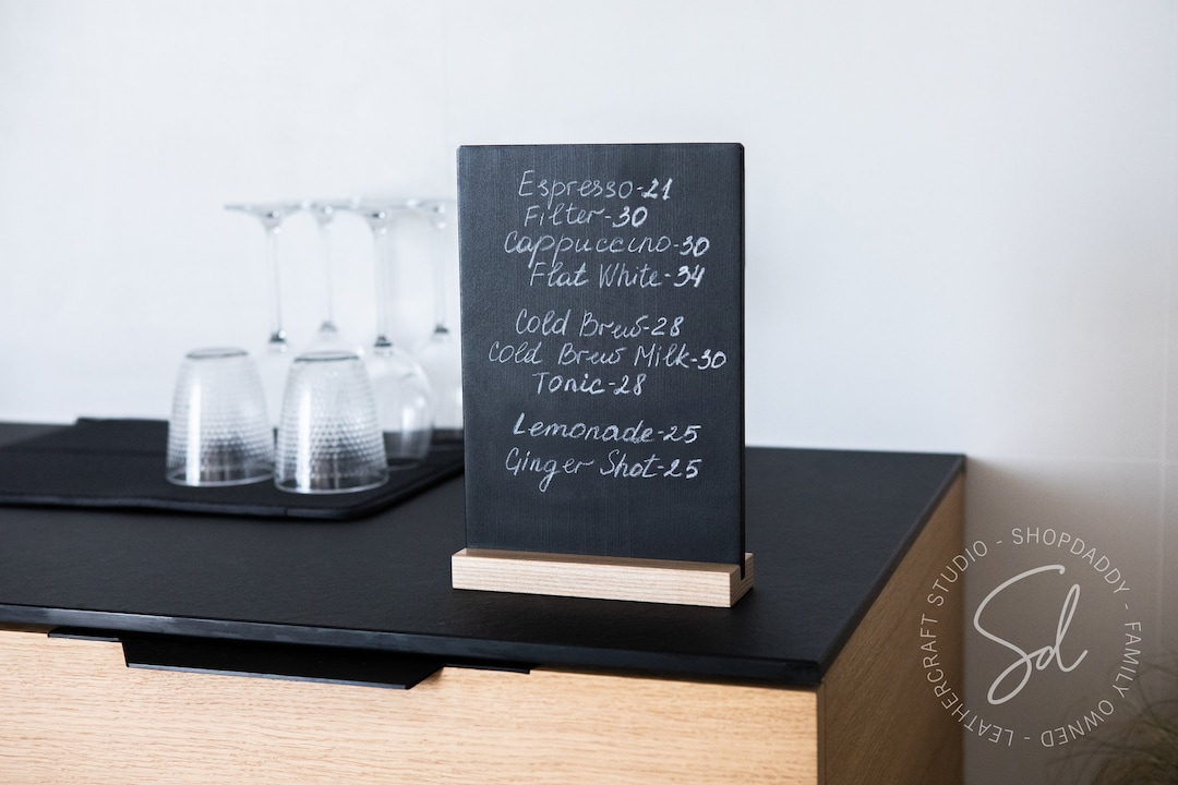 Wooden Chalkboard Sign Menu With Stand: Letter Menu Holder for Cafe ...