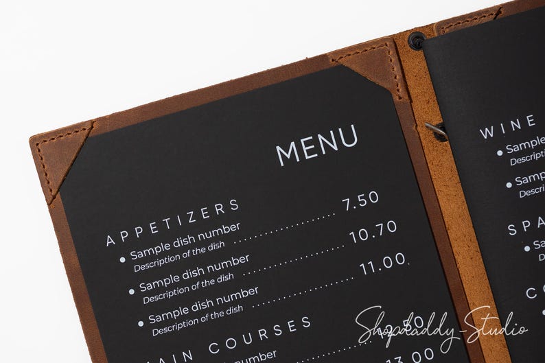 Custom Leather Menu Cover: Restaurant Menu Folder for Food & Drink - Etsy