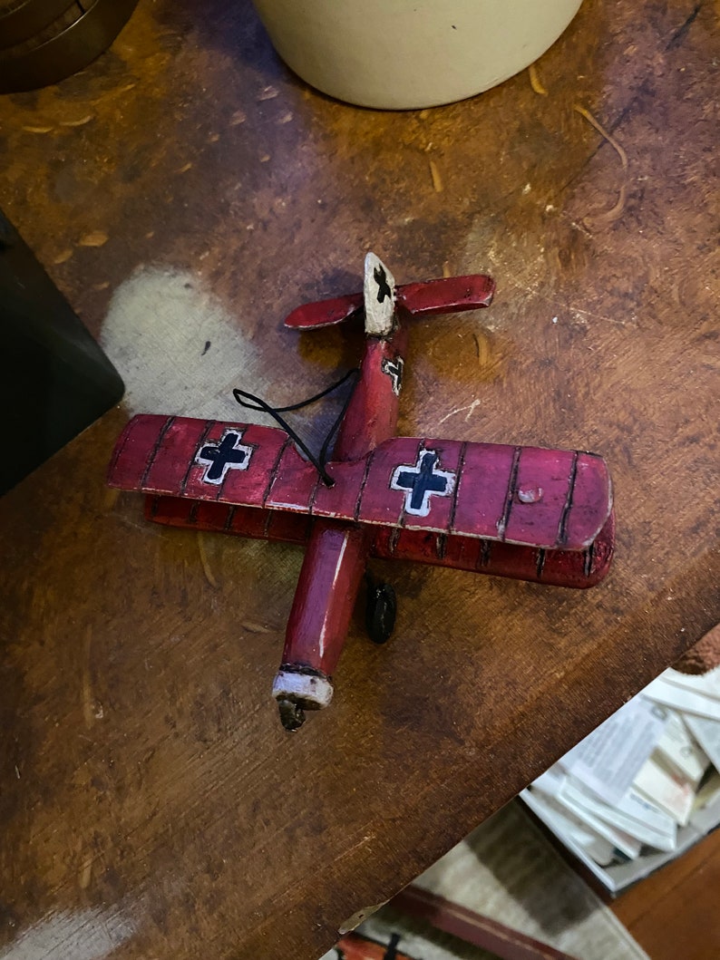 Hand Carved Red Baron Plane - Etsy