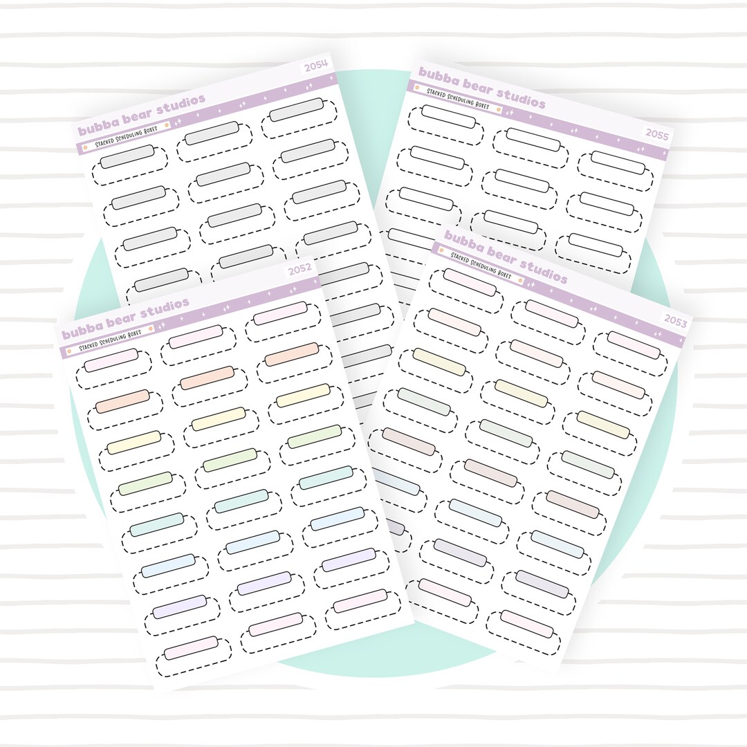 Stacked Scheduling Boxes - Functional Planner Stickers - Rainbow ...