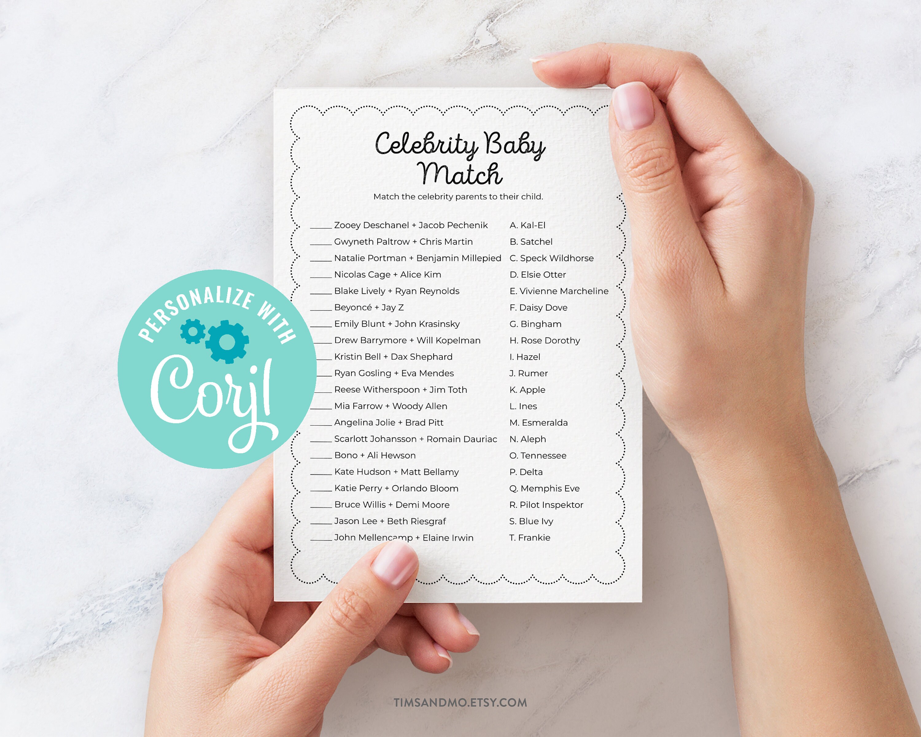 Celebrity Baby Name Game, Celebrity Baby Match Game, Minimalist Baby ...