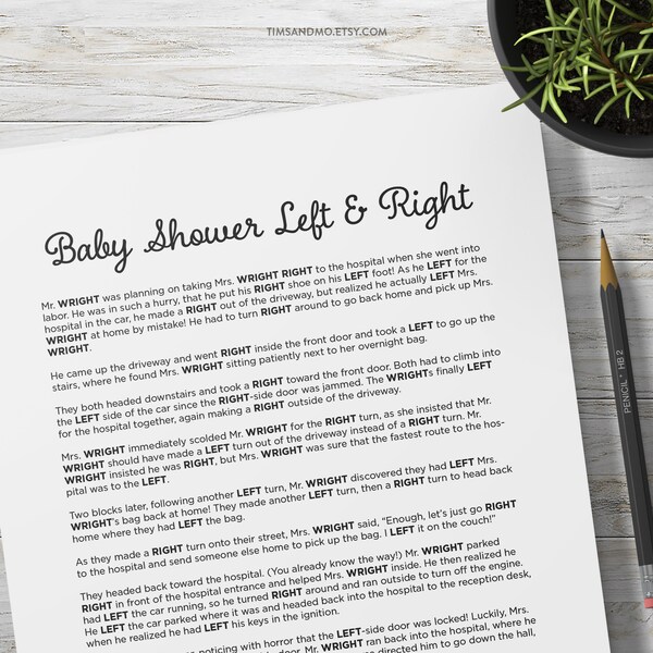 Left Right Baby Shower Game - Etsy