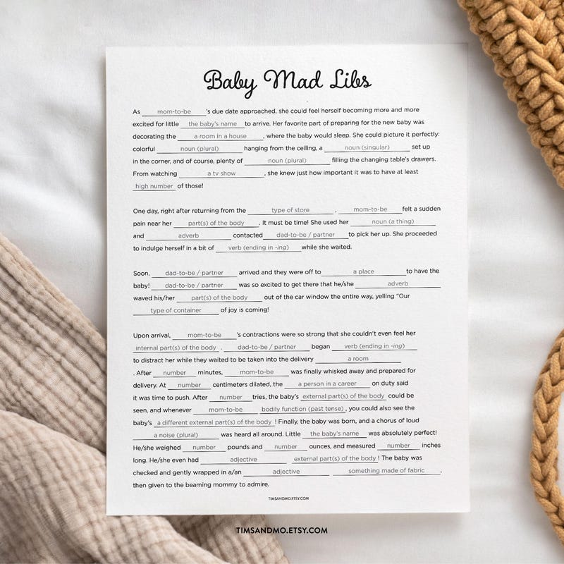 Baby Mad Libs - Etsy