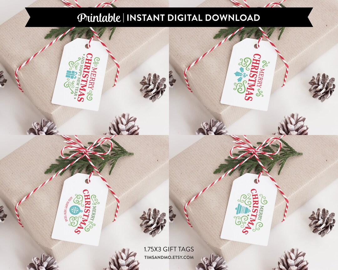 Printable Christmas Gift Tag Holiday Gift Label Sticker - Etsy