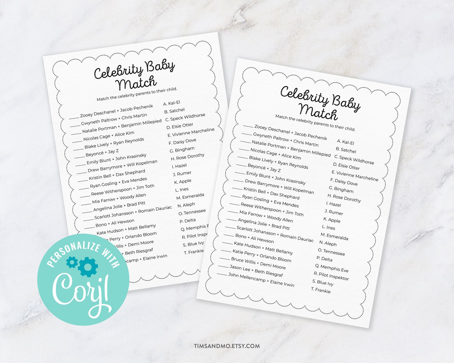 Celebrity Baby Name Game, Celebrity Baby Match Game, Minimalist Baby ...