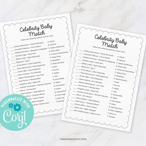Celebrity Baby Name Game, Celebrity Baby Match Game, Minimalist Baby ...