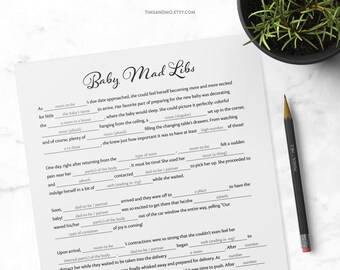Baby Shower Madlib - Etsy
