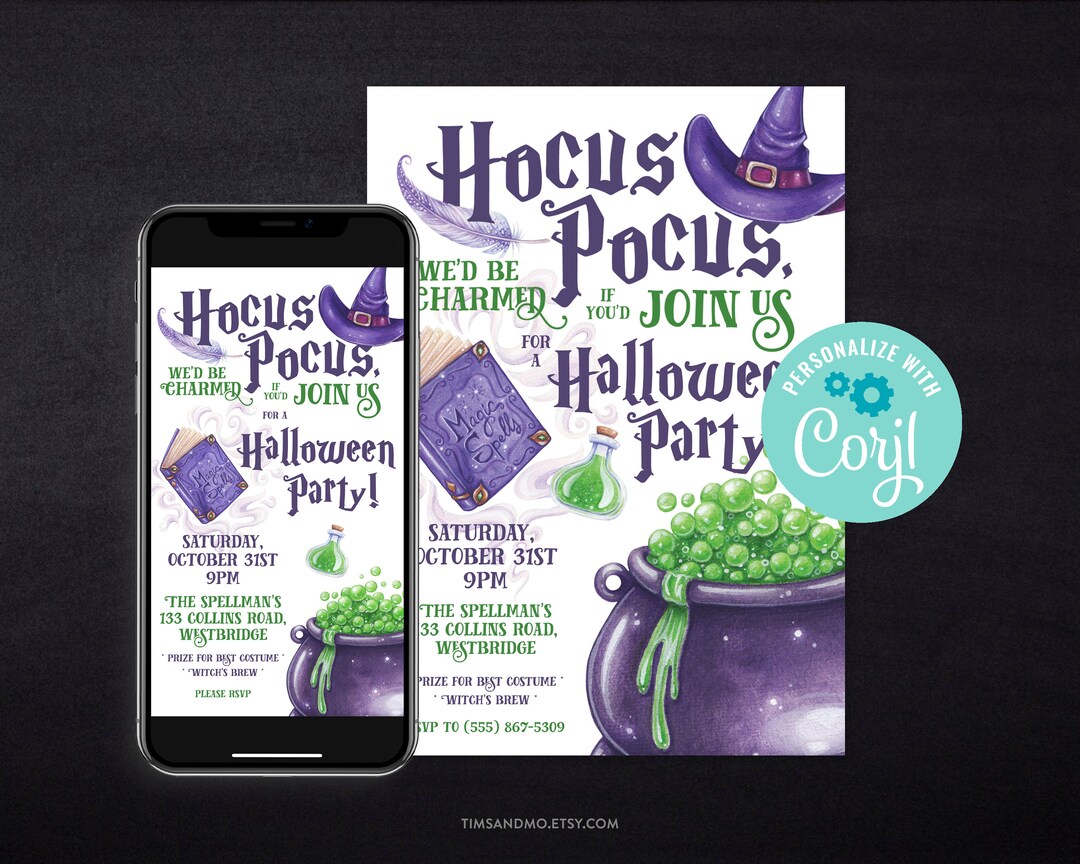 Hocus Pocus Halloween Party Invitation Kids Halloween Party - Etsy UK