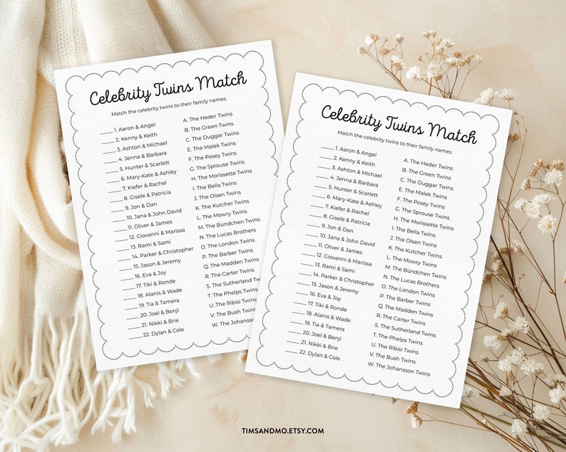 Celebrity Twins Game, Celebrity Sibling Match Game, Minimalist Baby ...