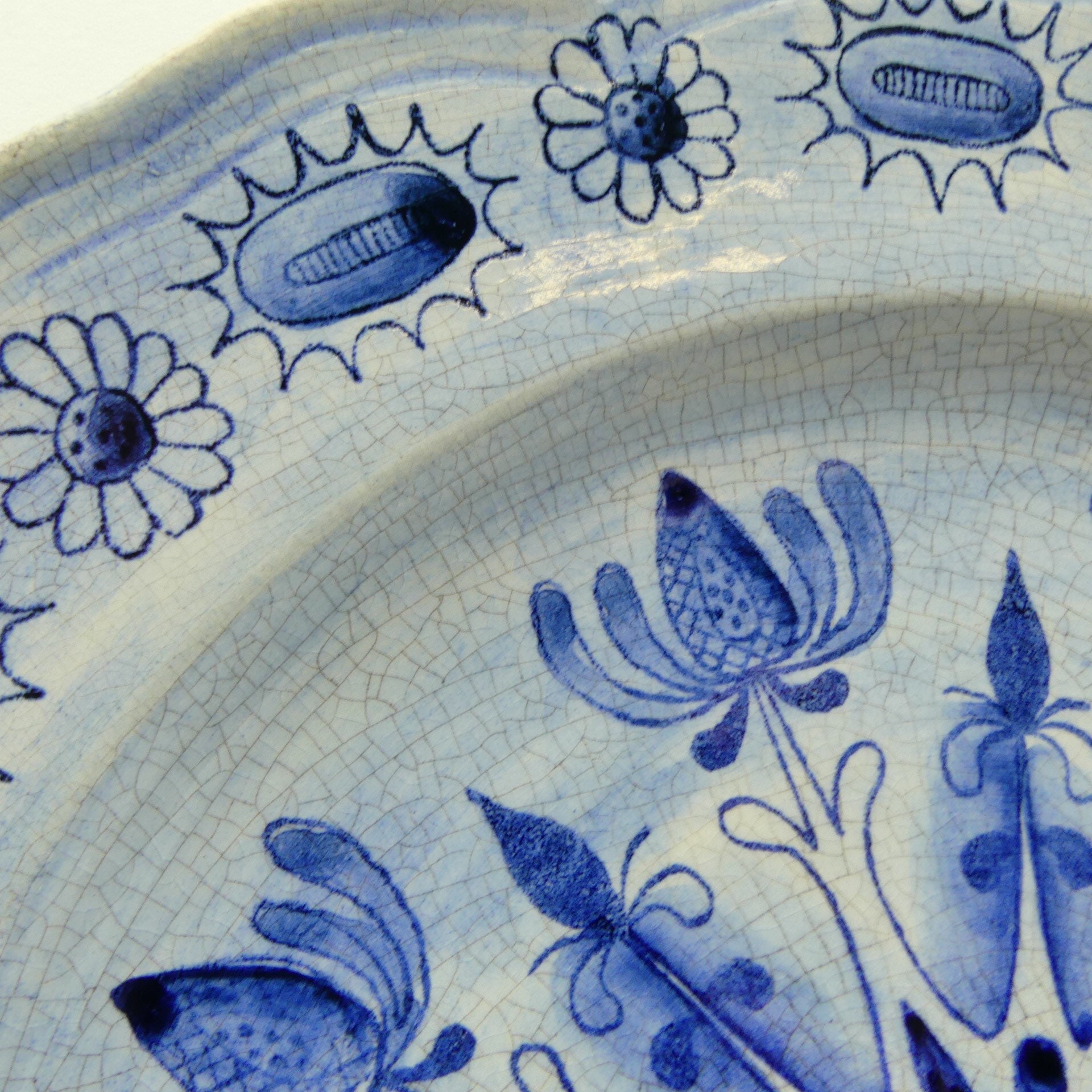 French plate - wall plate - old plate - Almi - French faience - blue ...