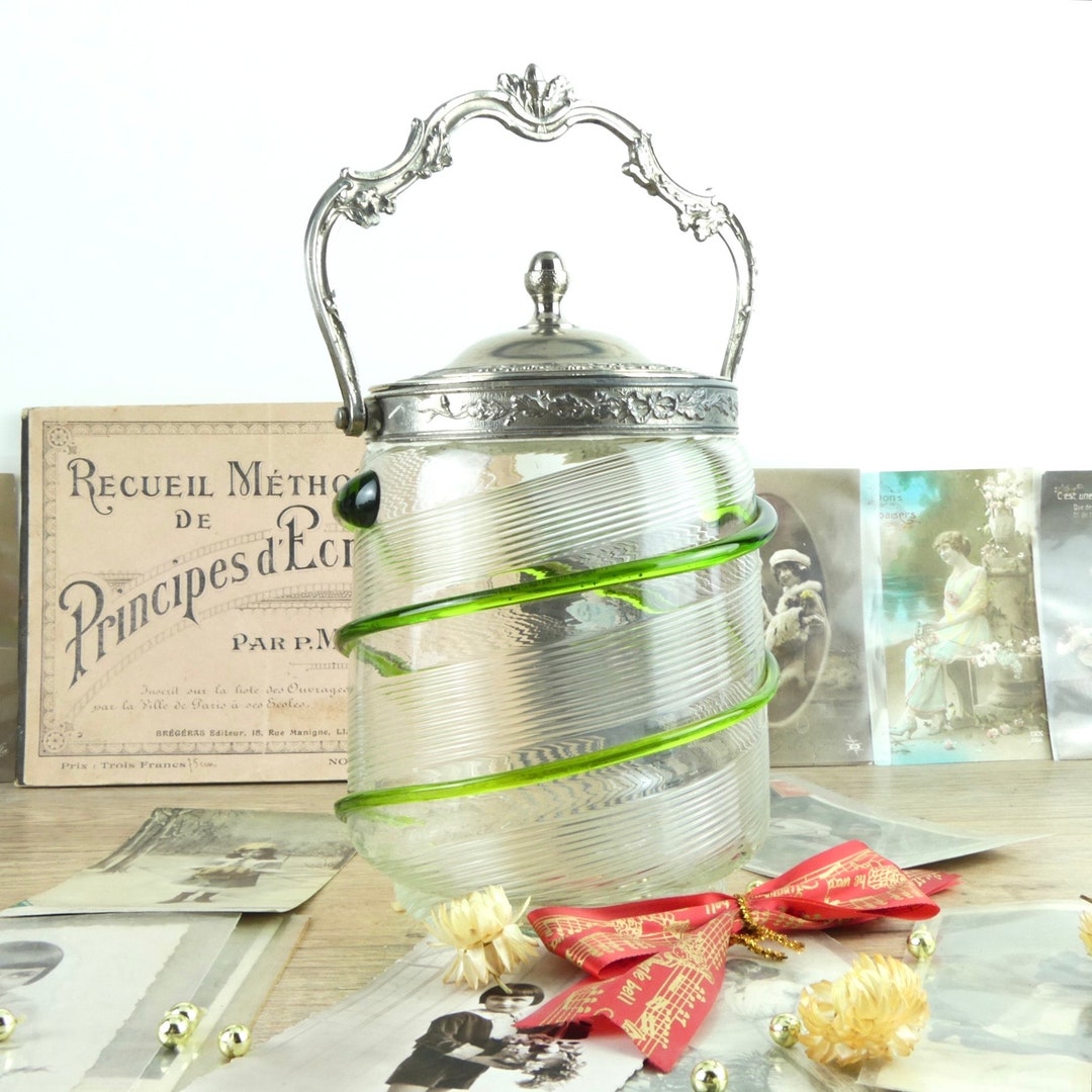 Large Cookie Jar, Large Cookie Bucket, Glass Cookie Jar, Shabby Chic ...