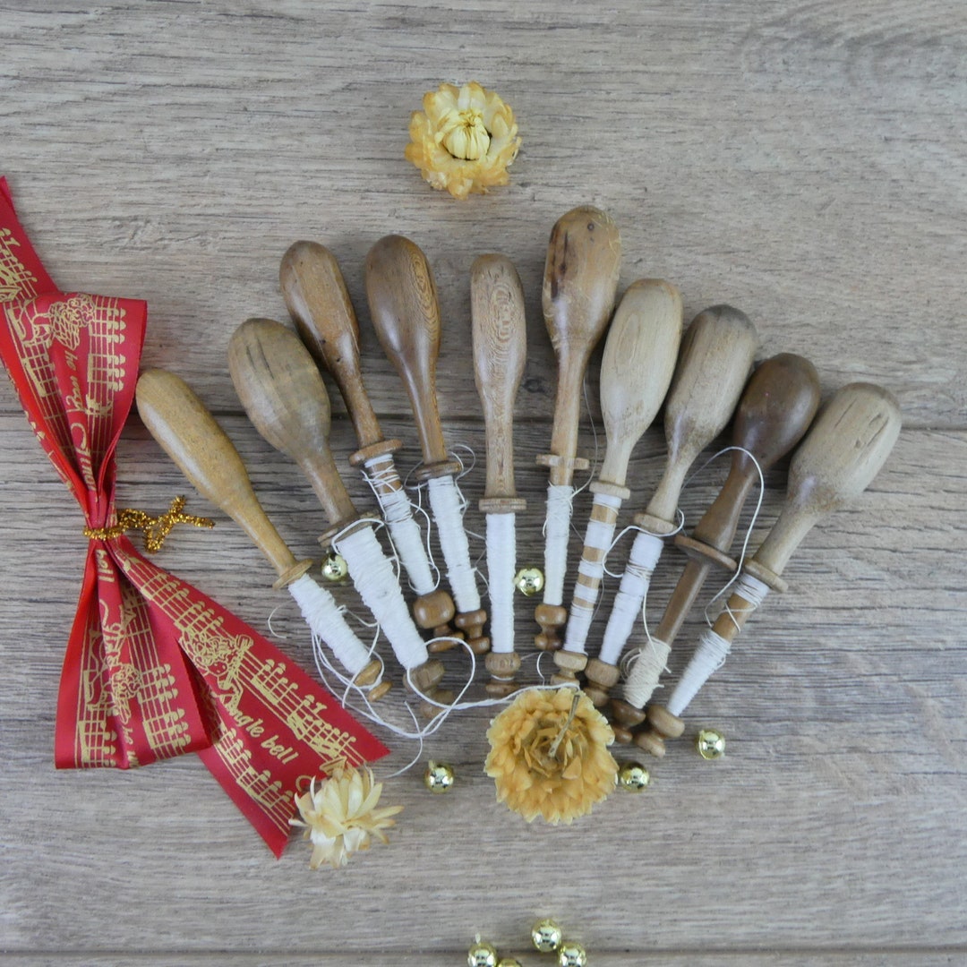 Wooden Bobbins With Lace, Spindle for Weaving Cotton Bobbins Spools for ...