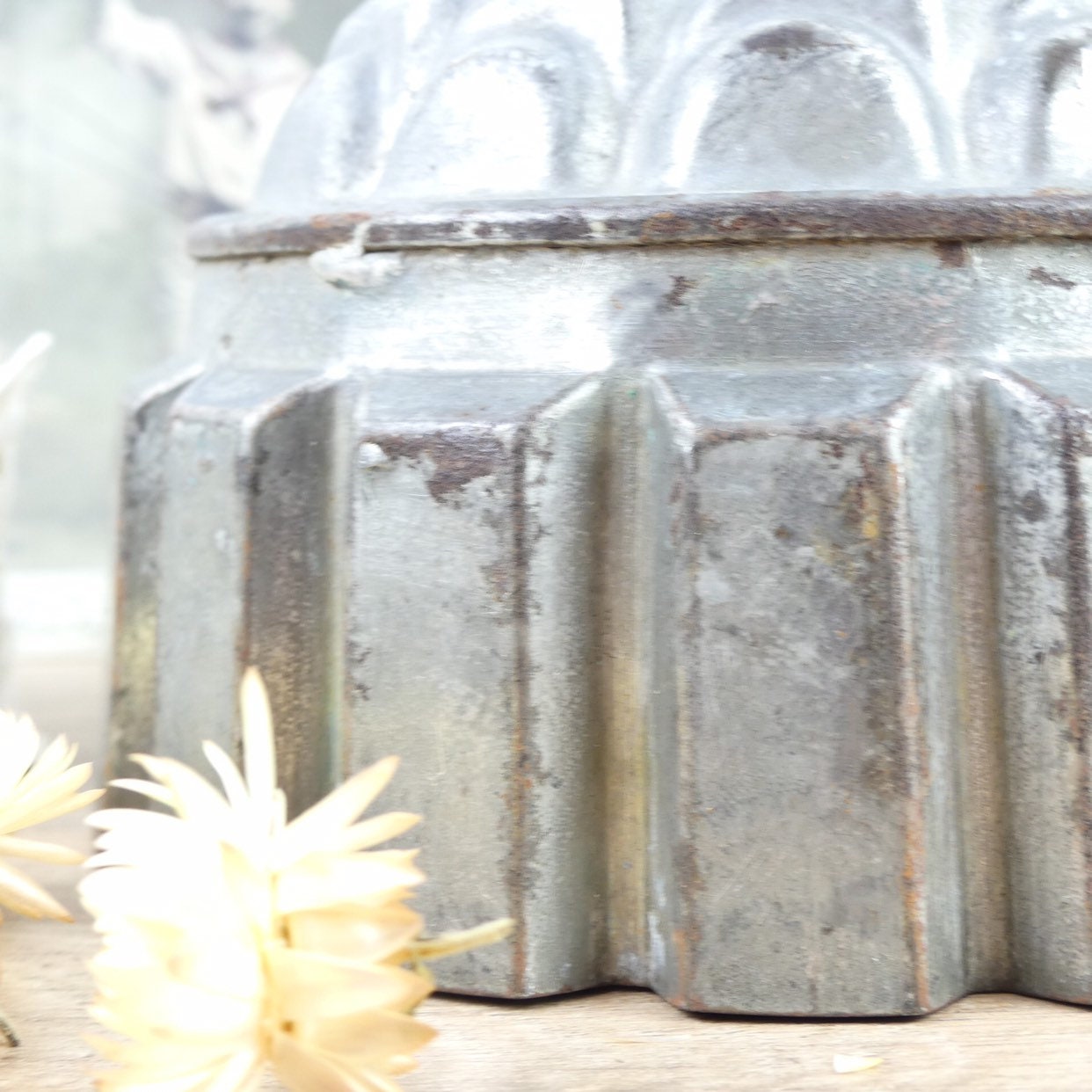 Old ice mold, large sheet metal mould, vintage shabby chic mold