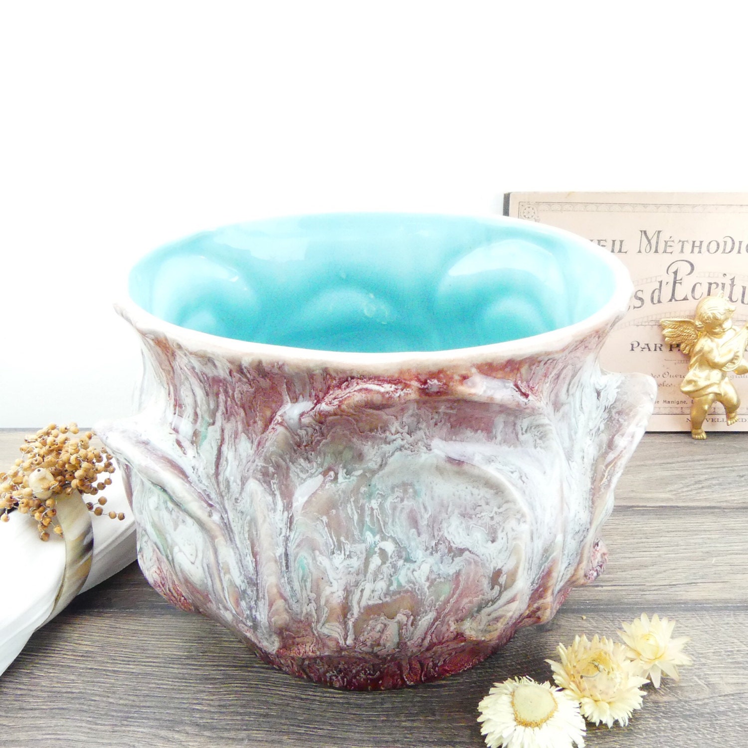 French Planter Sarreguemines - Cache pot Art Nouveau - Planter Art ...