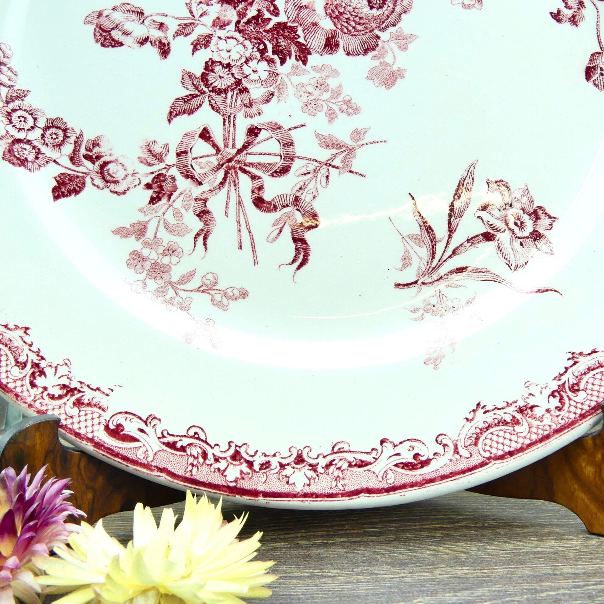 Old Plate - Plate - Pink Plate - French Plate Sarreguemines Fontanges ...