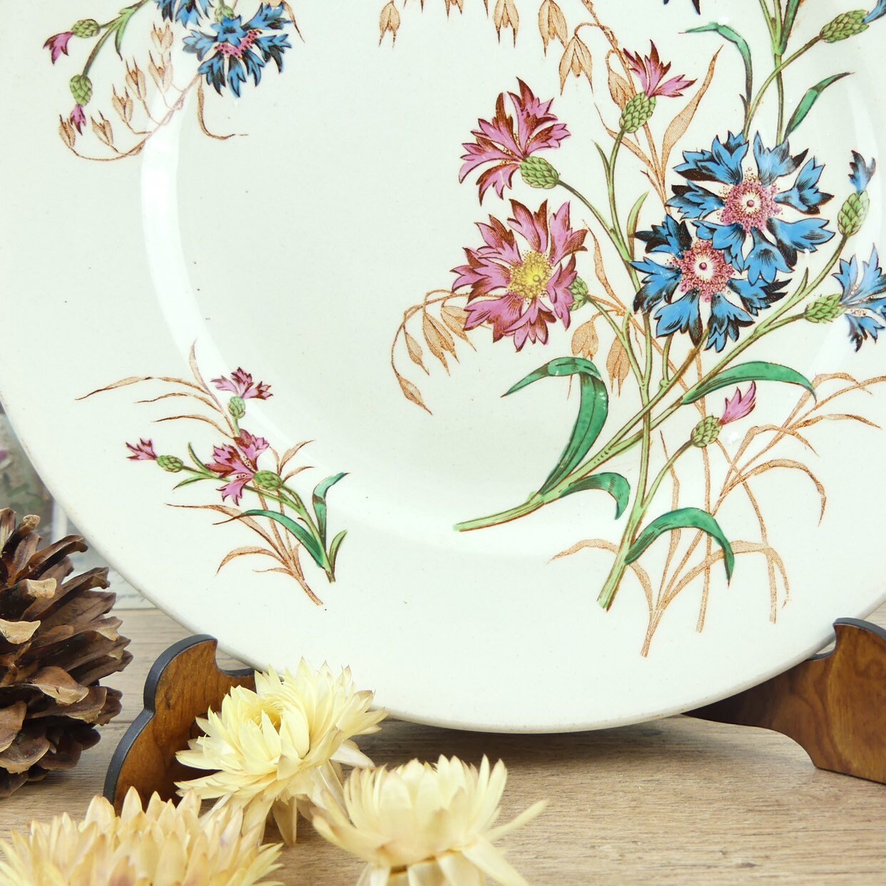 French plate - 19th century - Lunéville blueberry plate - Old colored ...
