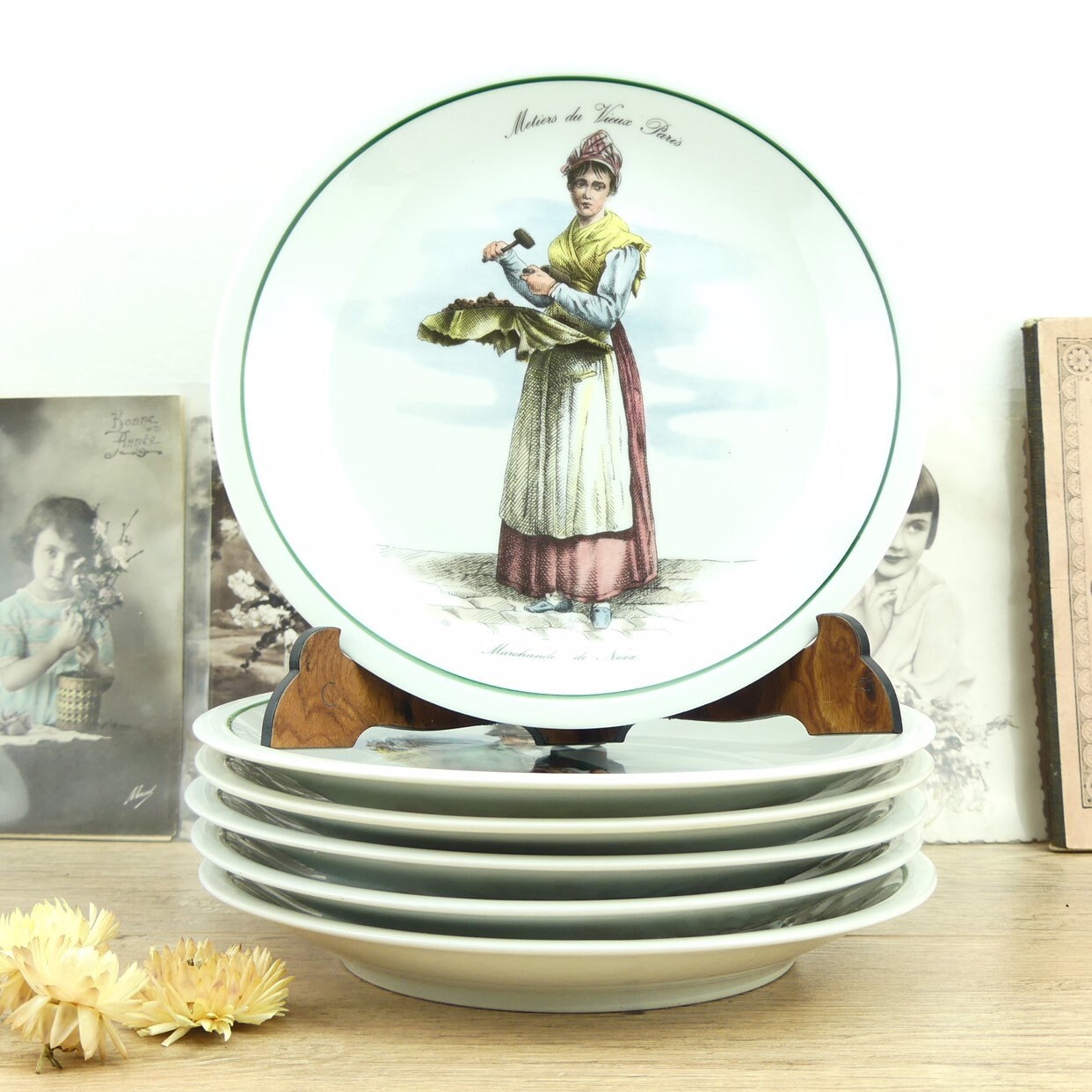 French dessert plates, vintage porcelain plates from Berry on the old ...
