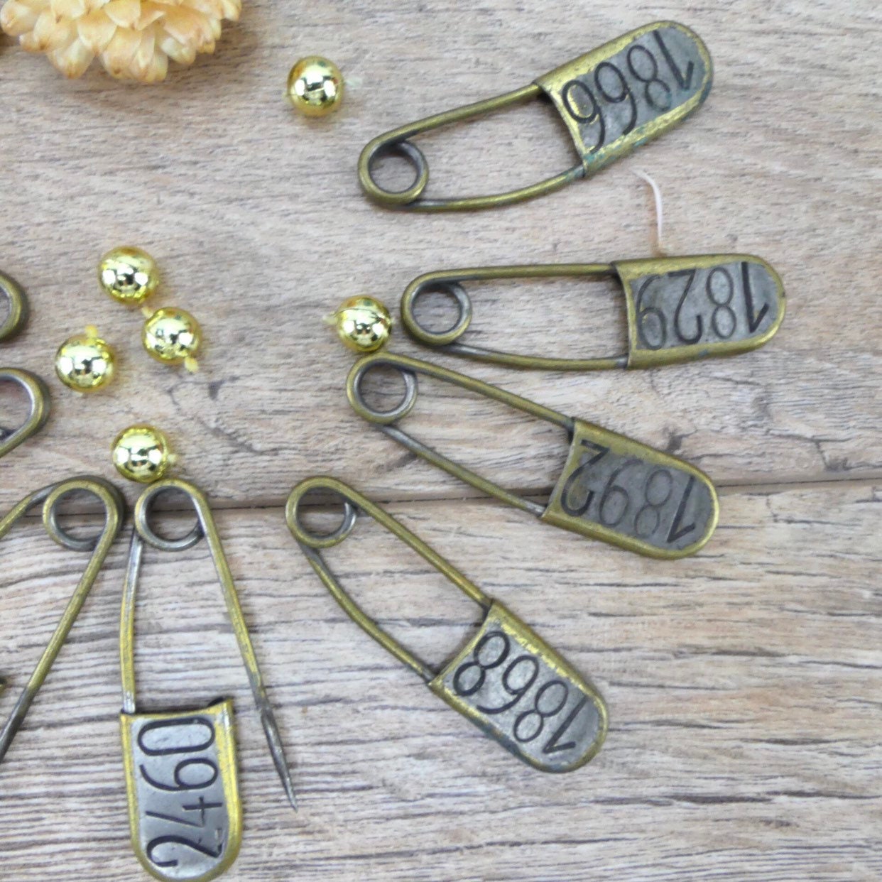 Dry cleaner nanny pins, large numbered vintage nanny pins, old pins