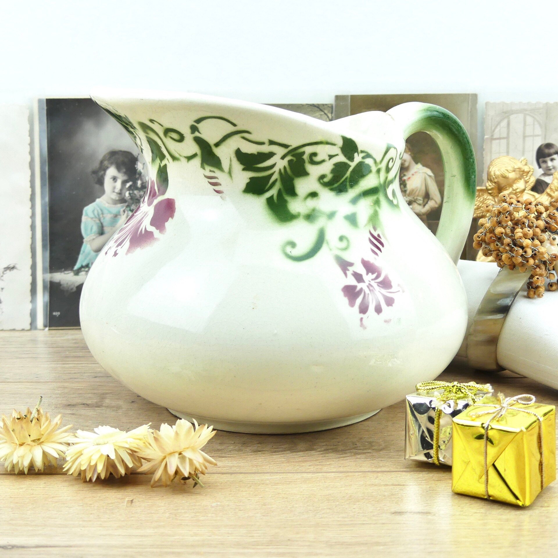 French toilet pitcher 19th century, old bathroom broc of Clairefontaine ...