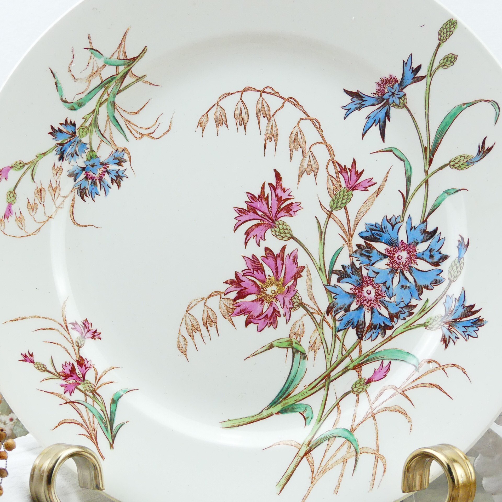 French plate - 19th century - Lunéville blueberry plate - Old colored ...