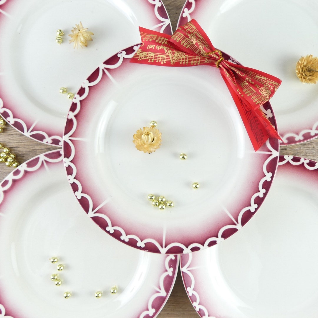 Digoin Flat Plates Red Frieze, Vintage Country Plates, French Plates - Etsy