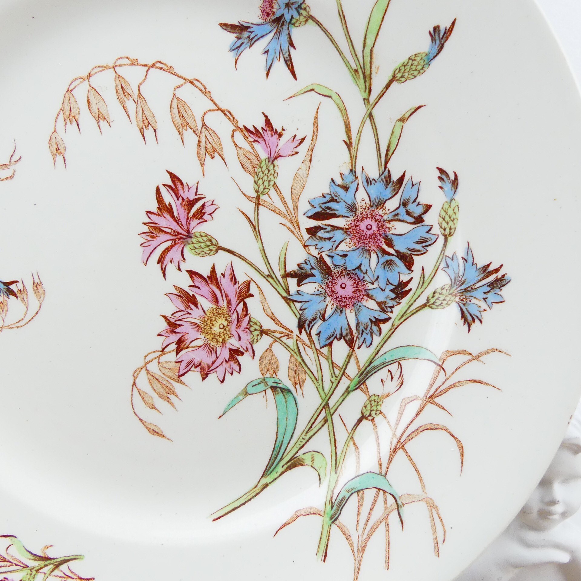 French plate - 19th century - Lunéville blueberry plate - Old colored ...
