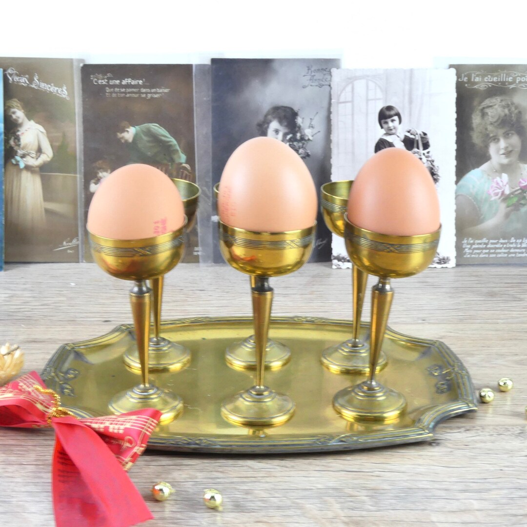 Antique Shot Service, High Metal Glasses, Antique Egg Cups, Vintage ...
